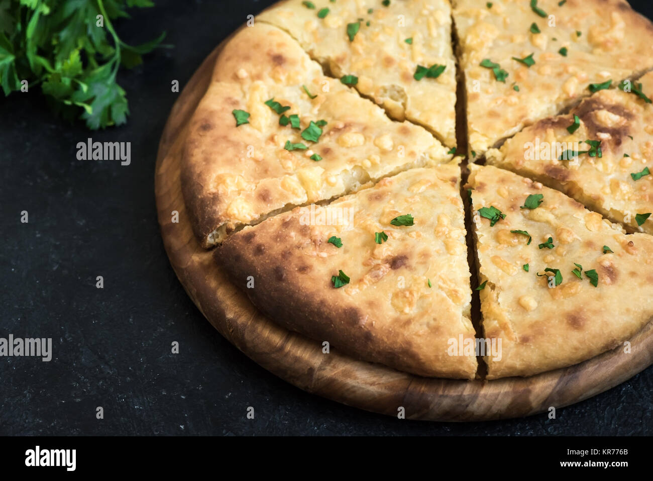 Georgian traditional flatbread - khachapuri or hachapuri with double ...