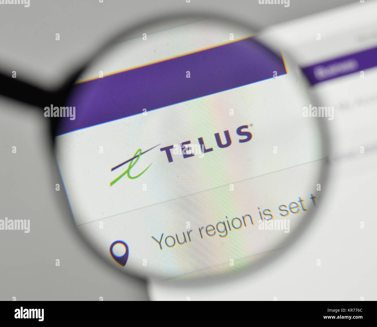 Milan, Italy - November 1, 2017: TELUS logo on the website homepage ...