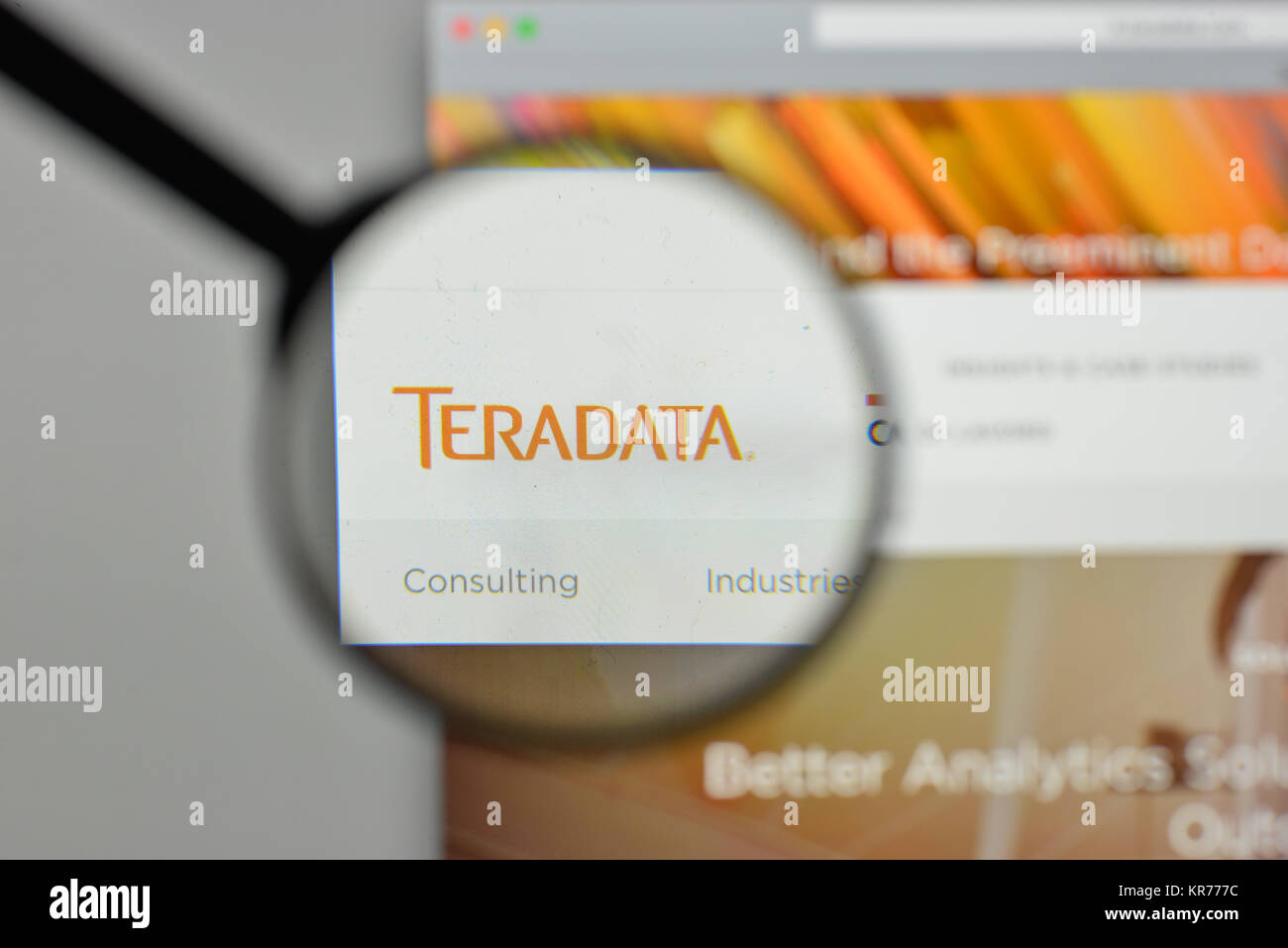 Milan, Italy - November 1, 2017: Teradata logo on the website homepage ...