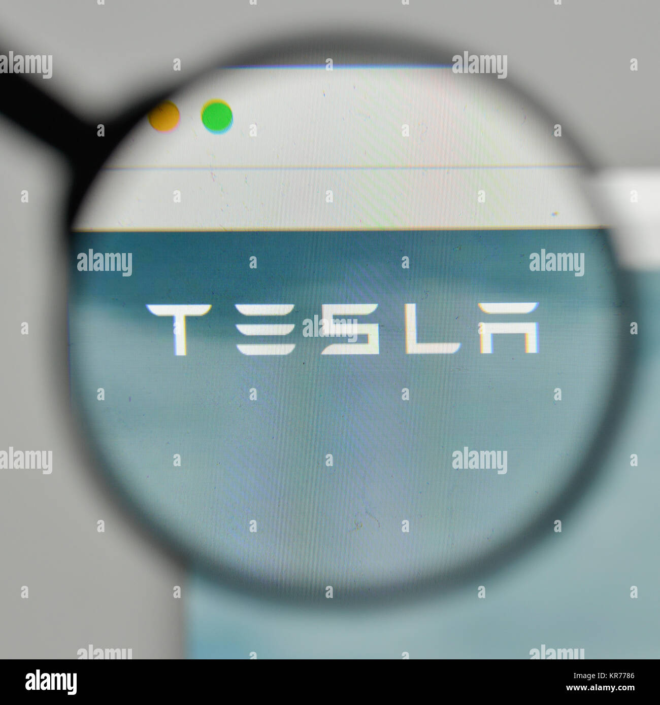 Milan, Italy - November 1, 2017: Tesla logo on the website homepage ...