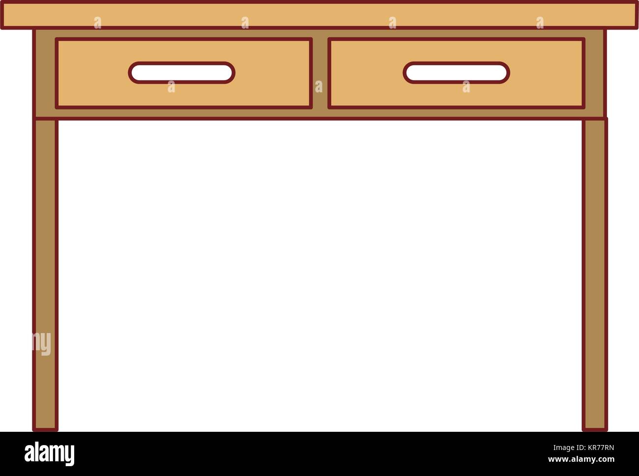 desk table with drawers front view icon colorful silhouette Stock ...