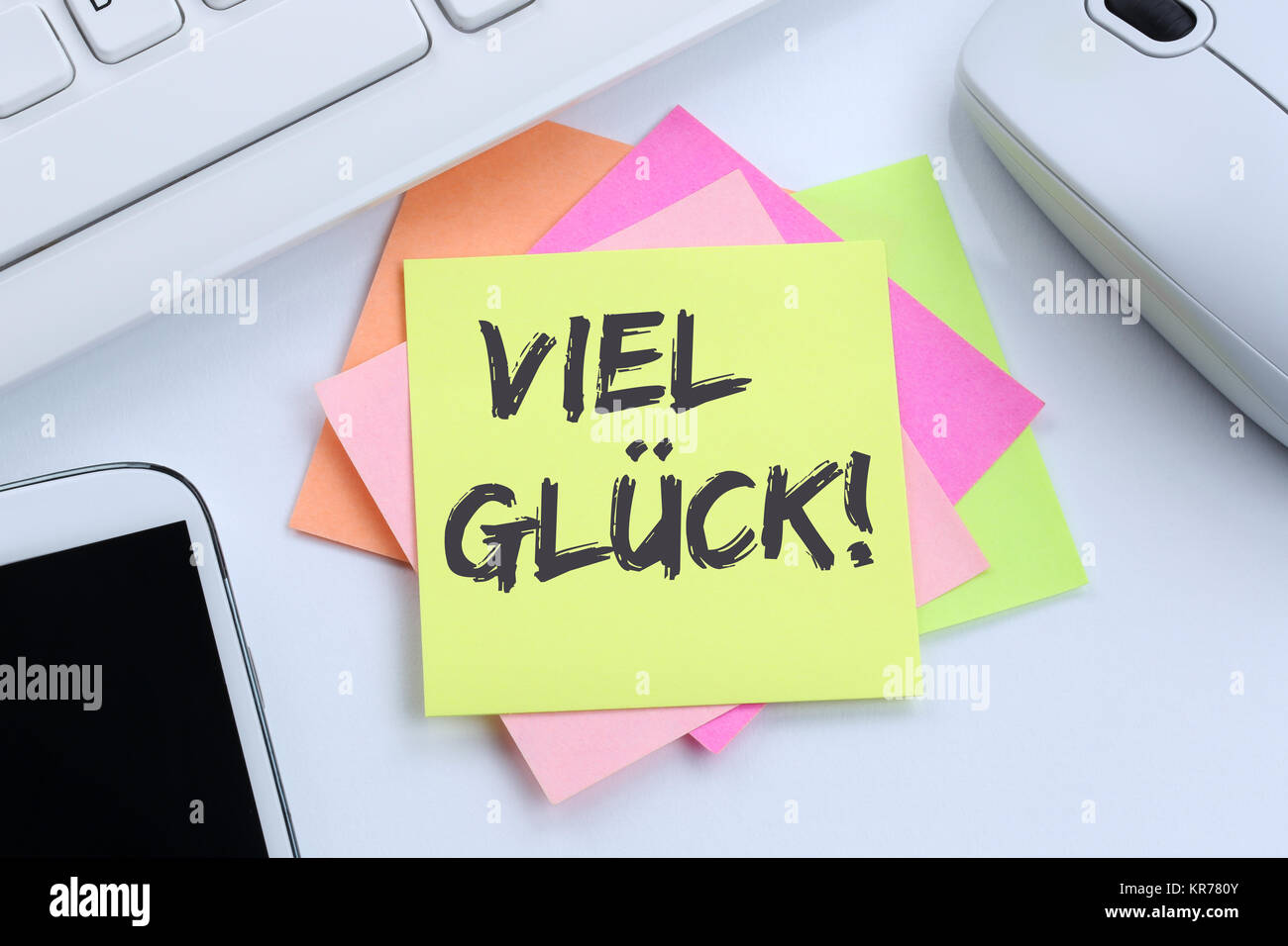 good luck success successfully test test wishes desk Stock Photo - Alamy