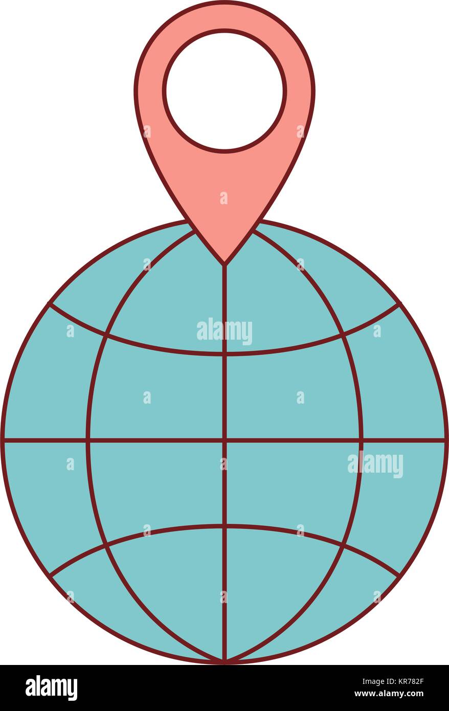 world globe and map pointer on top in colorful silhouette Stock Vector ...