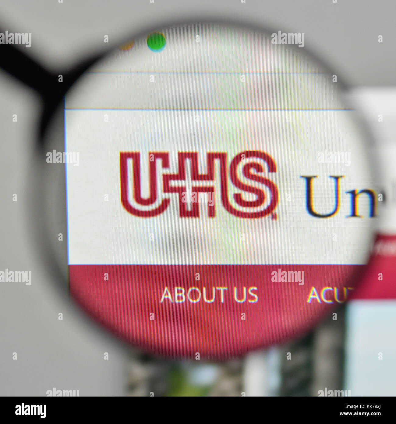 Milan, Italy - November 1, 2017: Universal Health Services logo on the ...