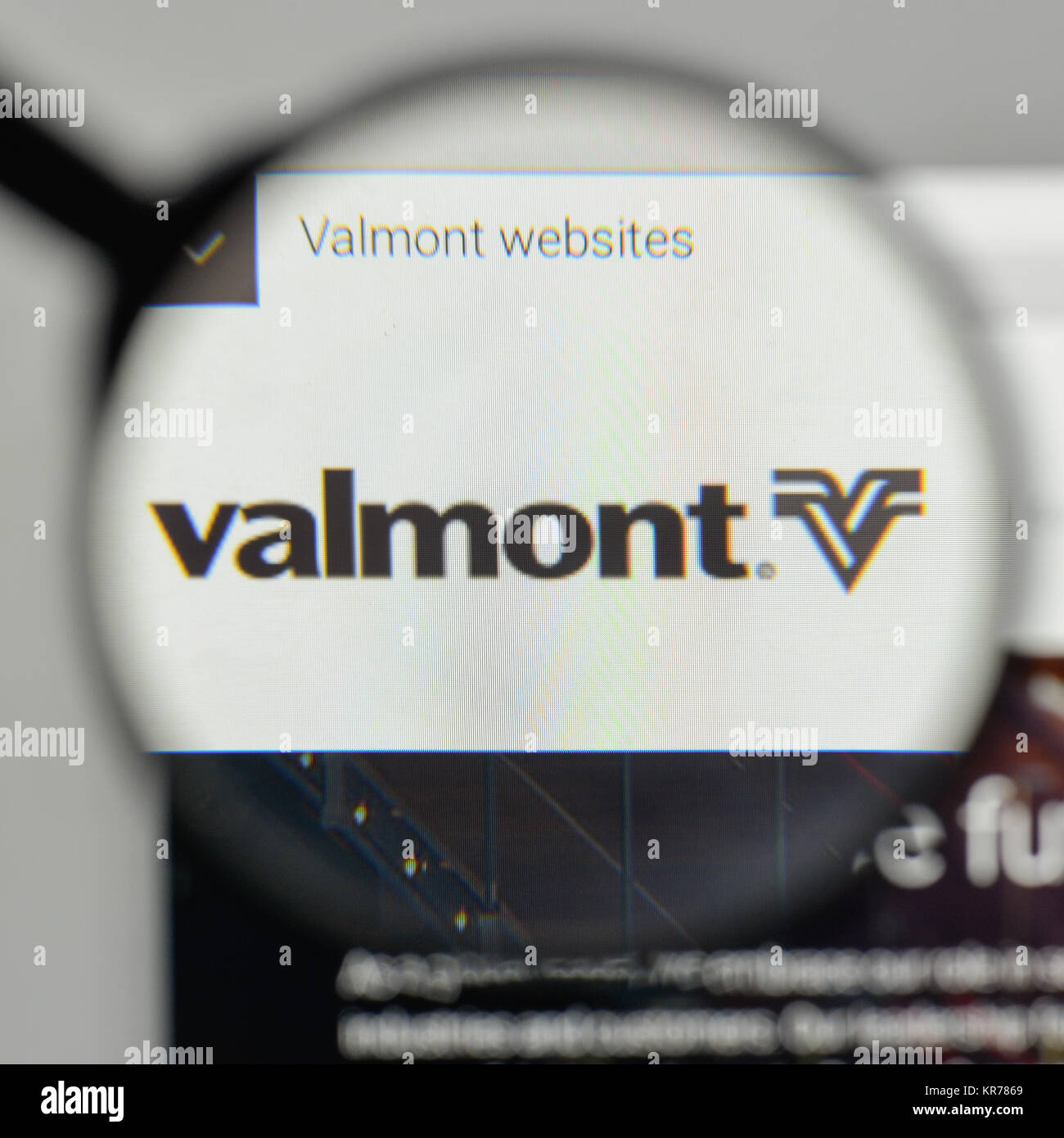 Milan, Italy - November 1, 2017: Valmont Industries logo on the website ...