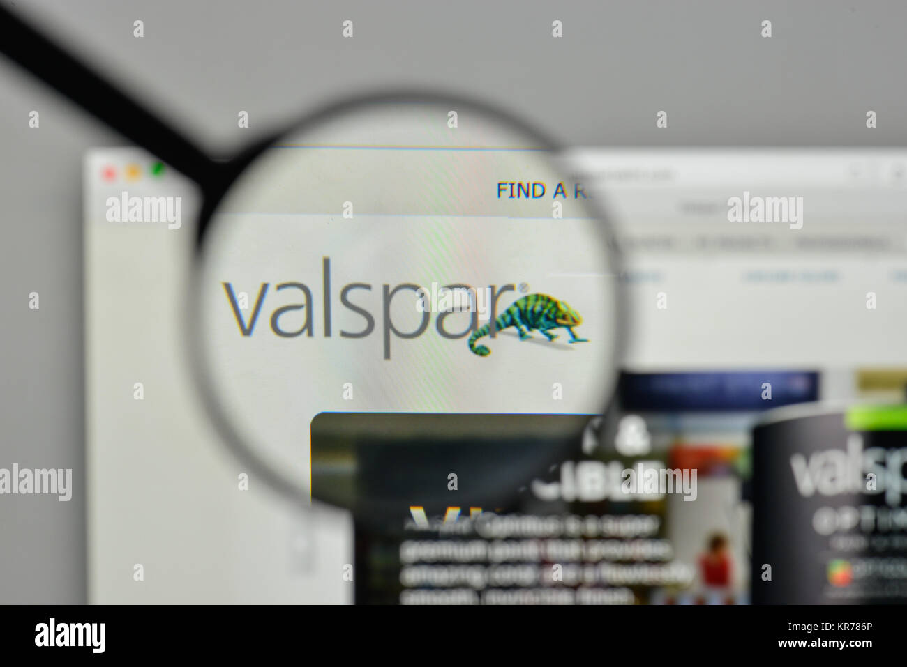 Milan, Italy - November 1, 2017: Valspar logo on the website homepage ...