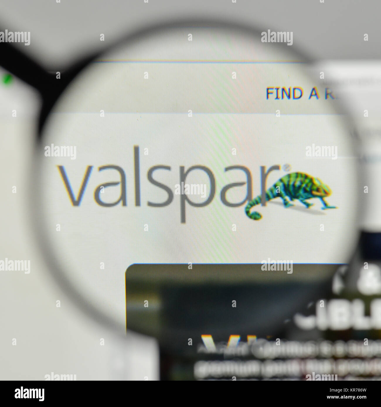 Milan, Italy - November 1, 2017: Valspar logo on the website homepage ...