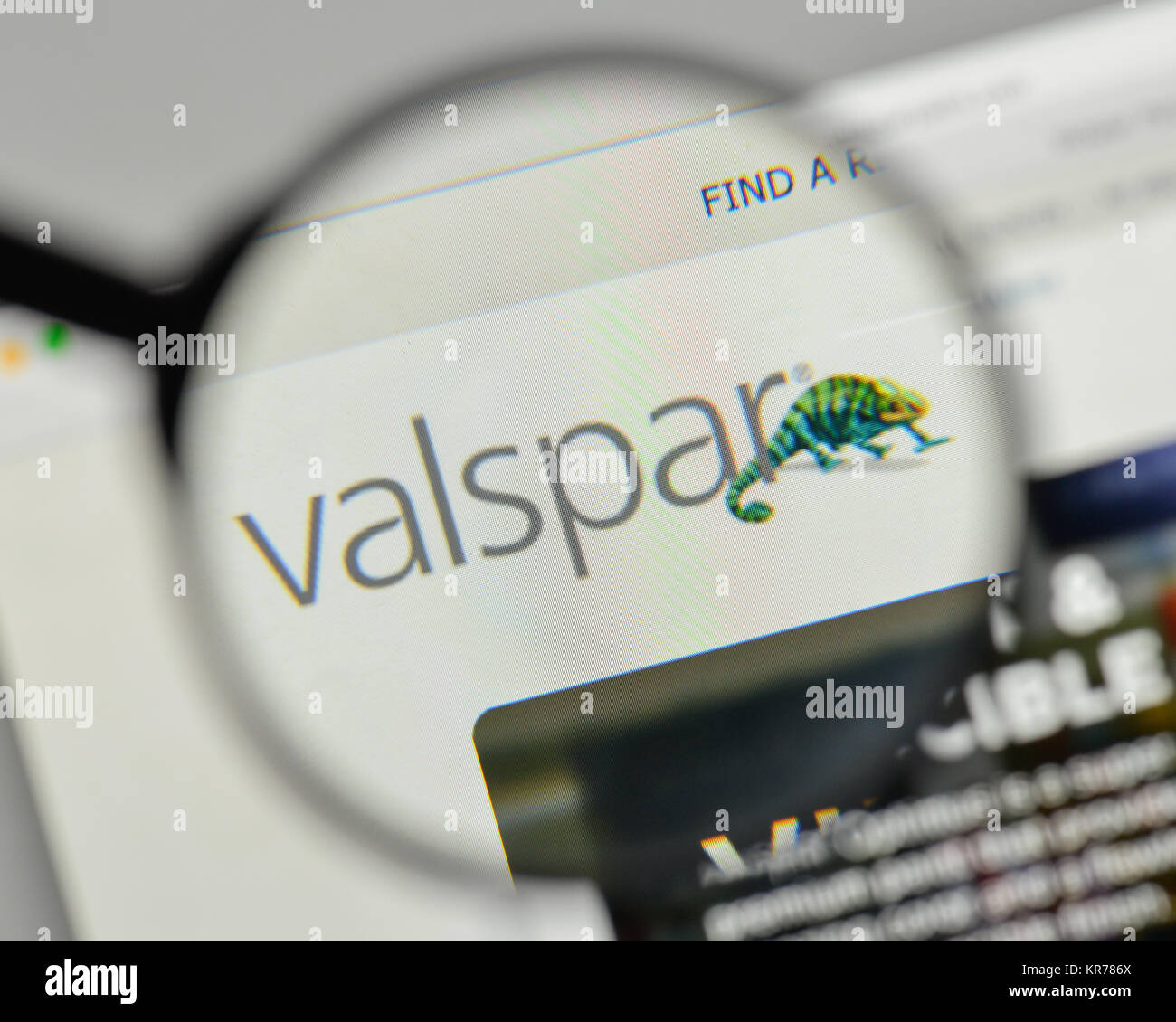 Milan, Italy - November 1, 2017: Valspar logo on the website homepage ...