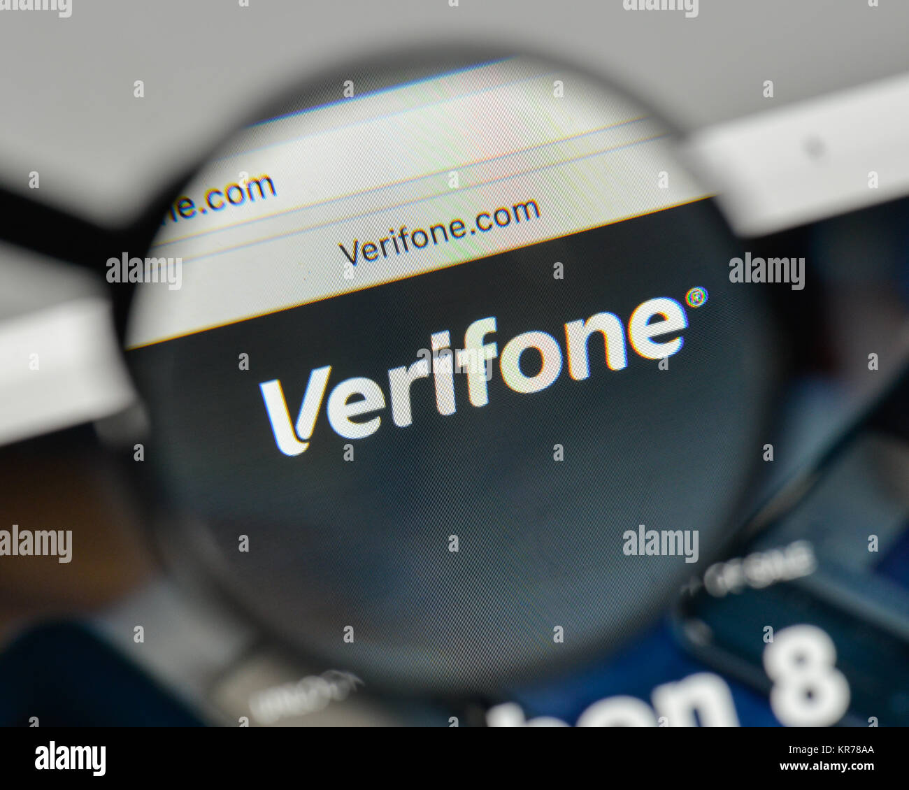 Milan, Italy - November 1, 2017: VeriFone Systems logo on the website ...