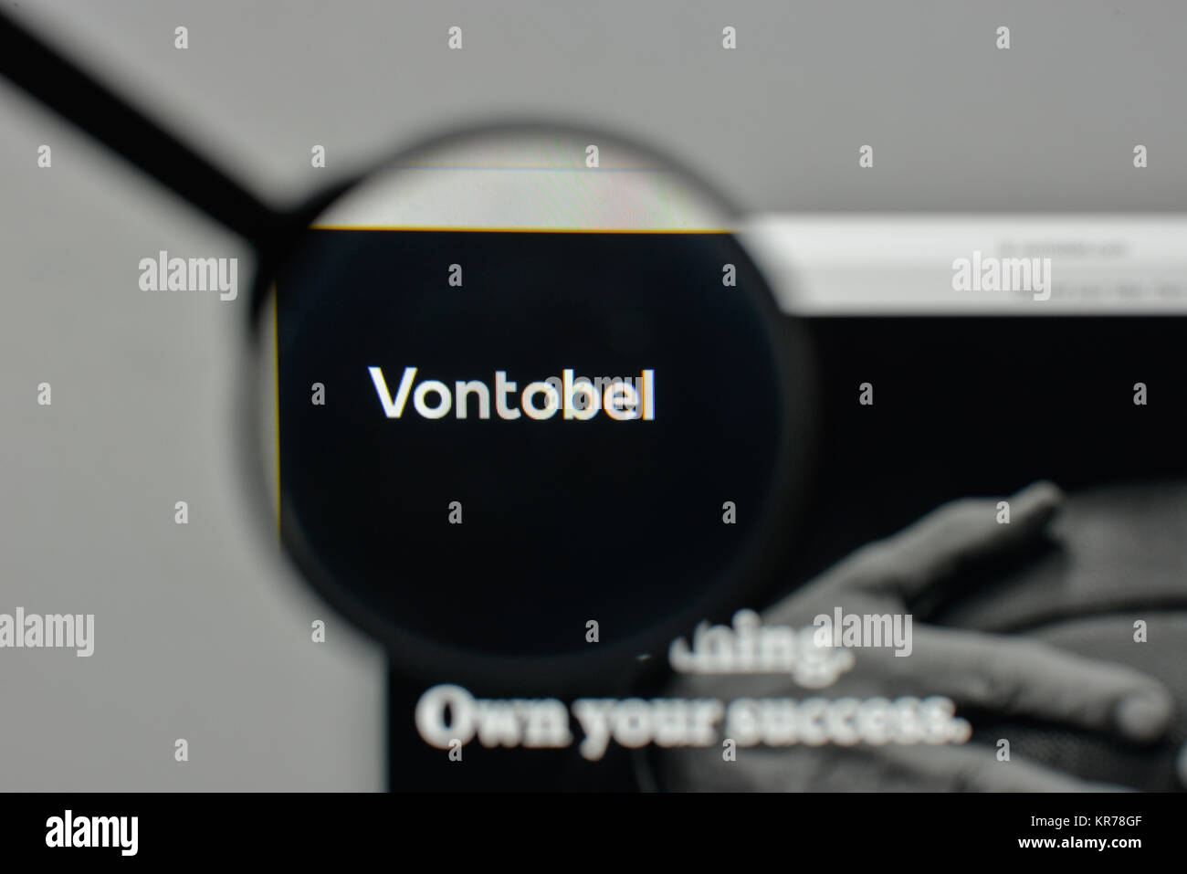 Milan, Italy - November 1, 2017: Vontobel logo on the website homepage ...