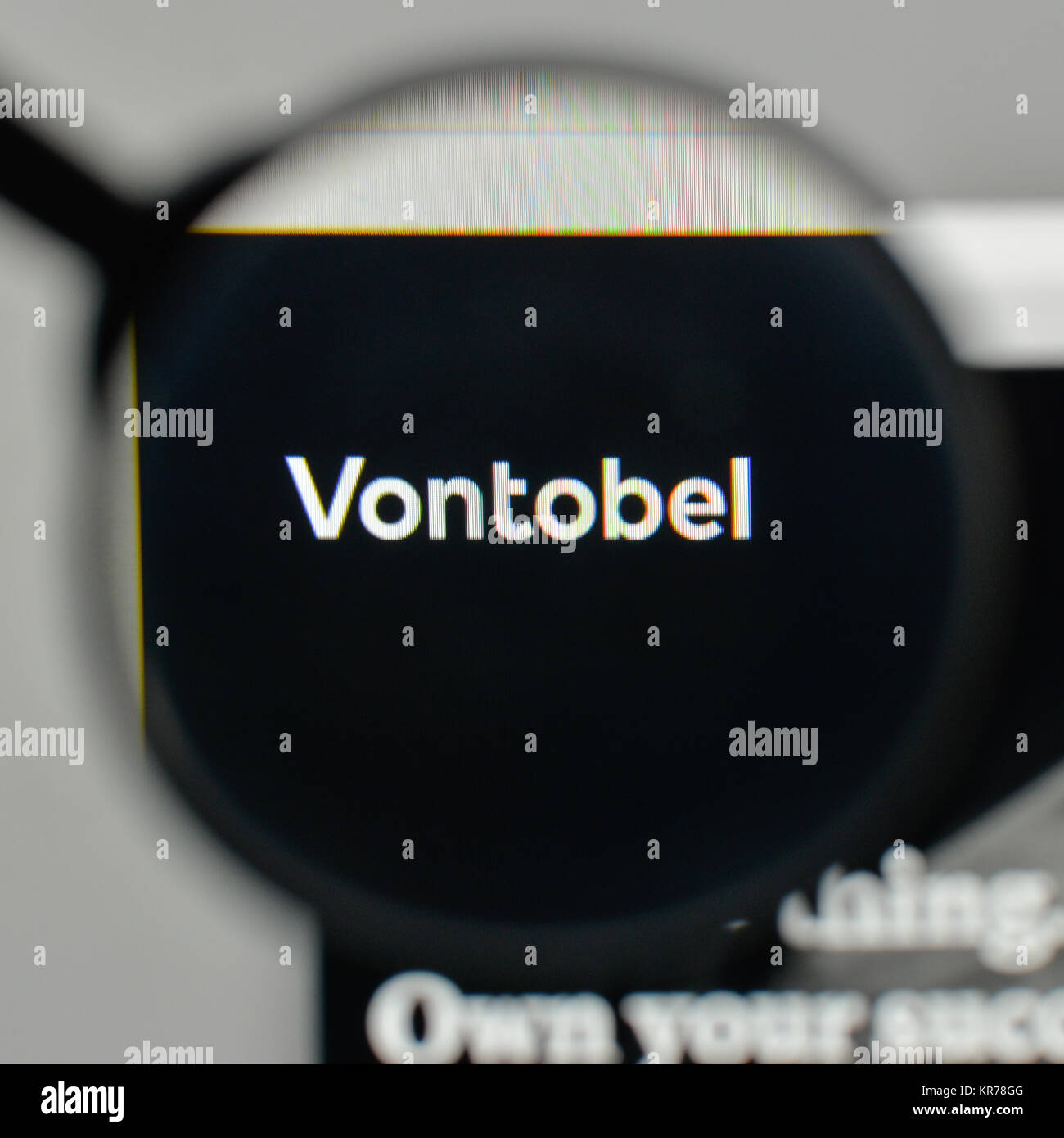 Milan, Italy - November 1, 2017: Vontobel logo on the website homepage ...