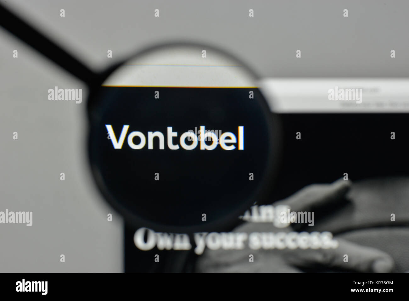 Milan, Italy - November 1, 2017: Vontobel logo on the website homepage ...