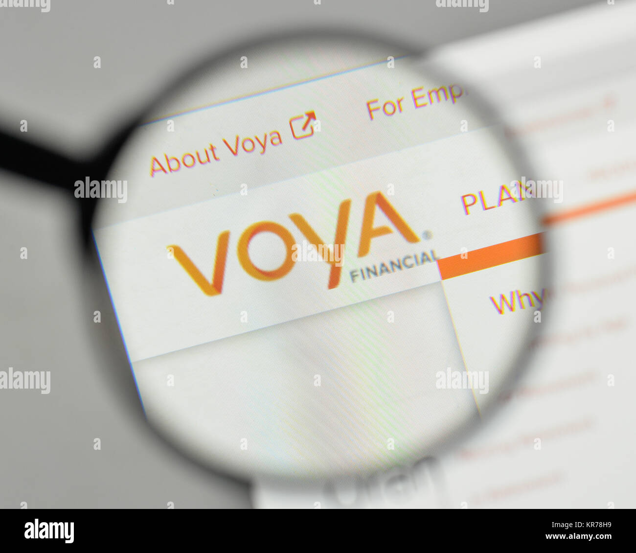 Milan, Italy - November 1, 2017: Voya Financial logo on the website ...