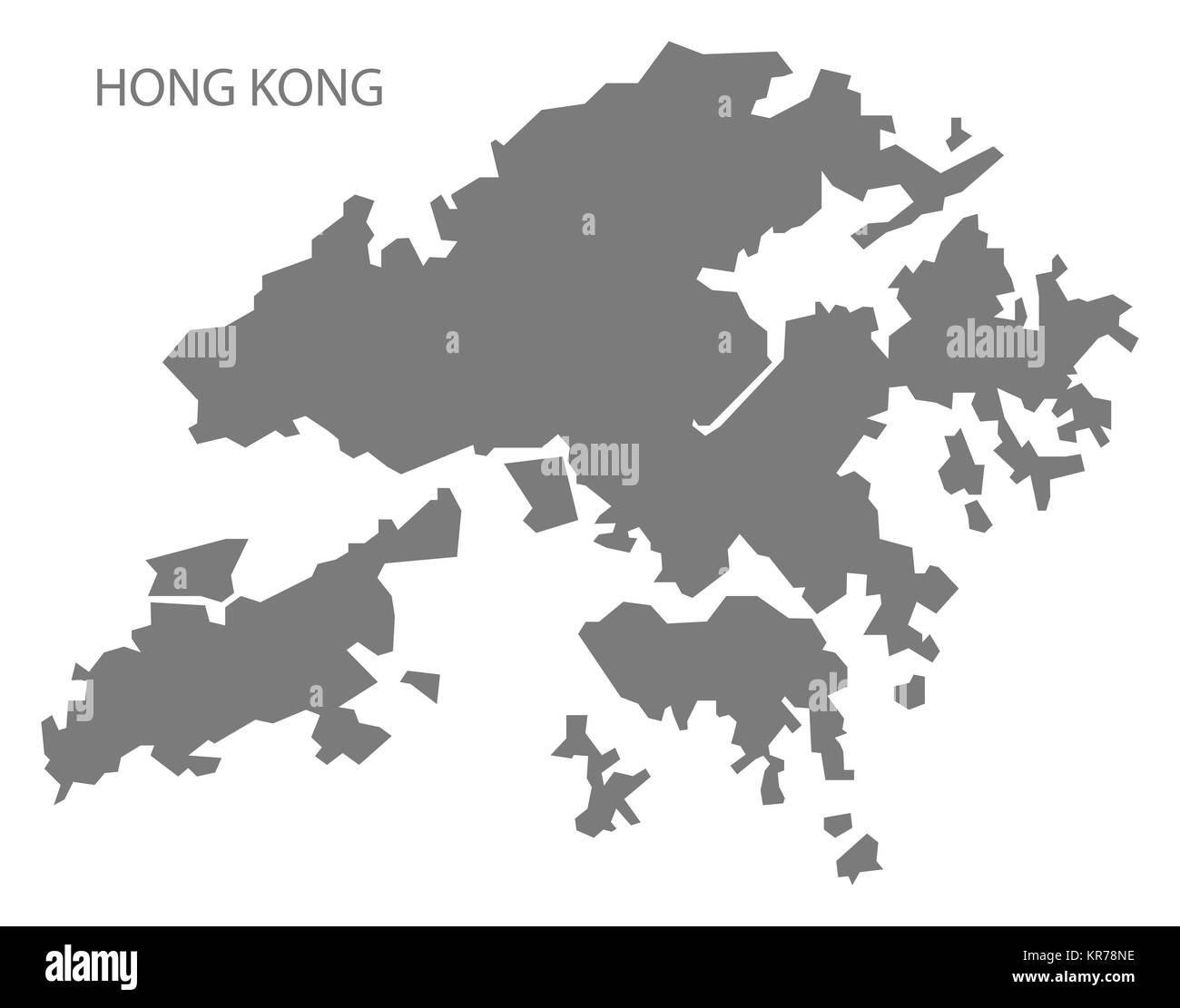 Hong Kong China Map grey Stock Photo - Alamy