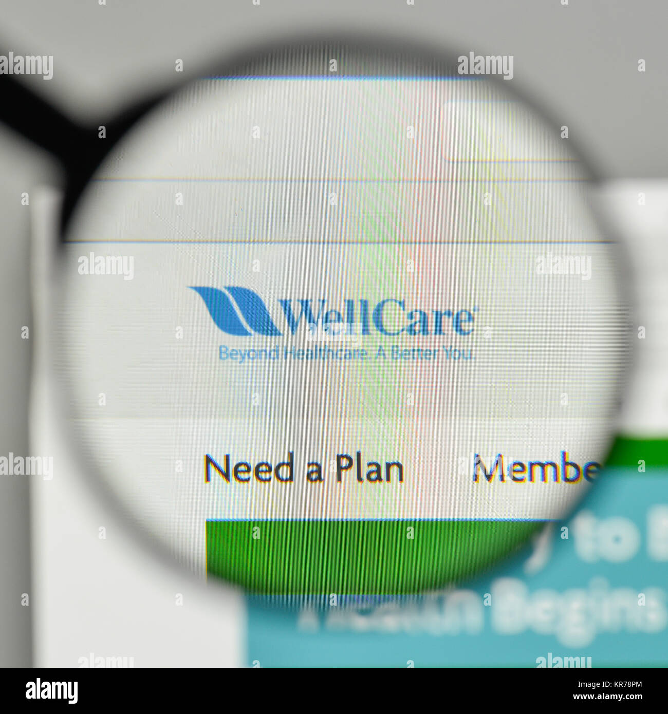 Milan, Italy - November 1, 2017: WellCare Health Plans logo on the ...