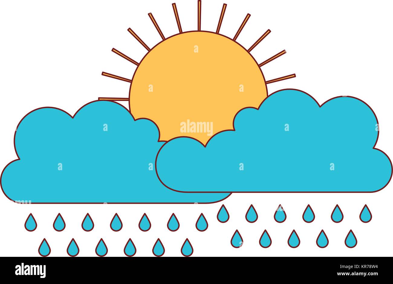 sun and cloud with rain in colorful silhouette Stock Vector Image & Art ...