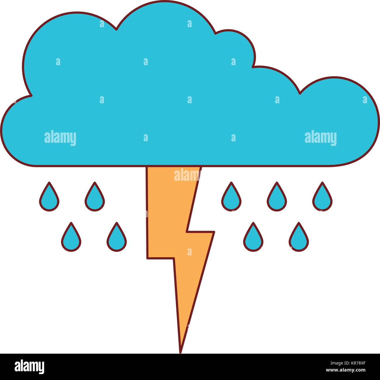 cloud with rain and thunderbolt in colorful silhouette Stock Vector ...