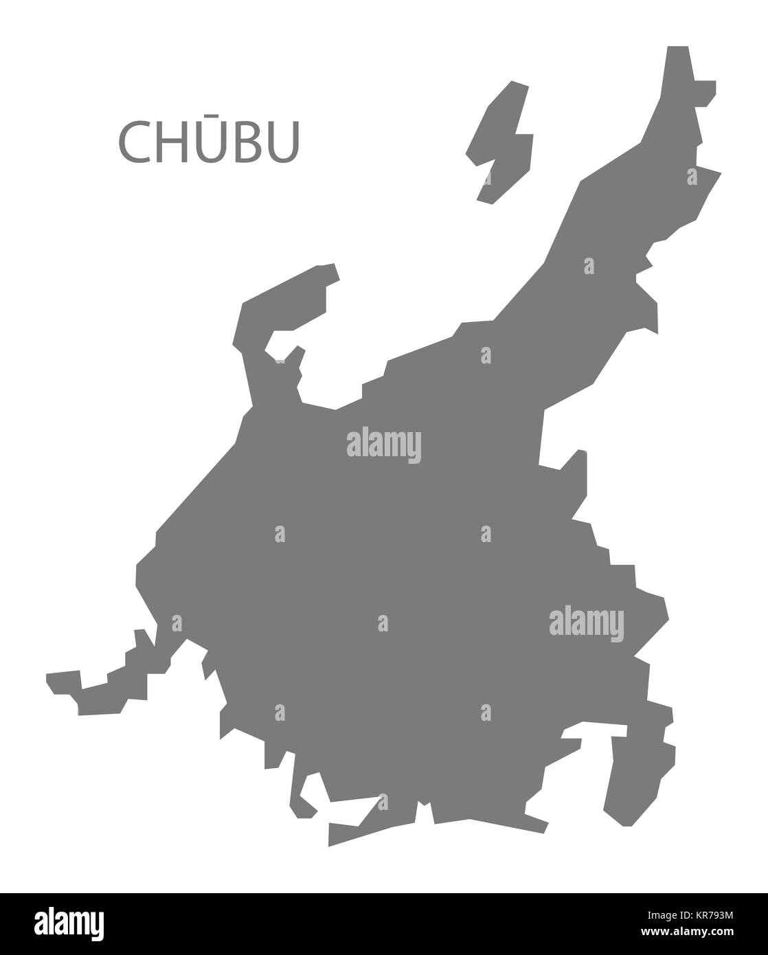 Chubu Japan Map grey Stock Photo - Alamy