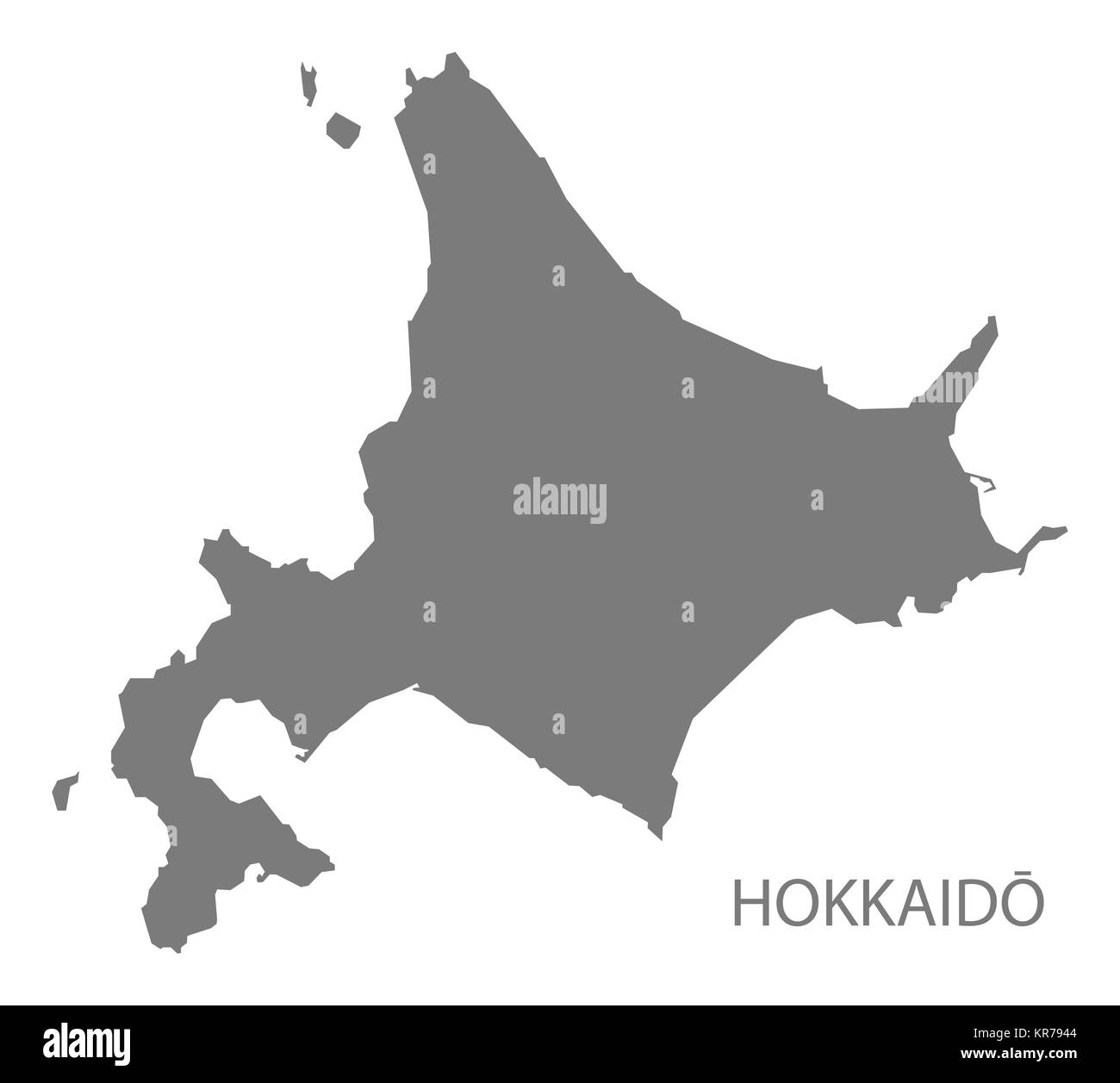 Hokkaido Japan Map grey Stock Photo - Alamy