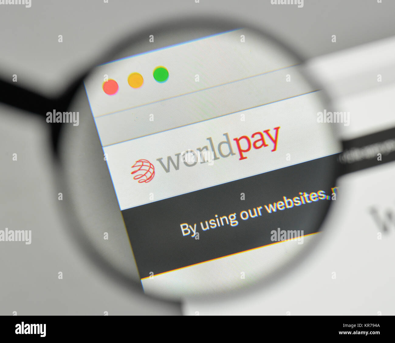 Milan, Italy - November 1, 2017: Worldpay logo on the website homepage ...