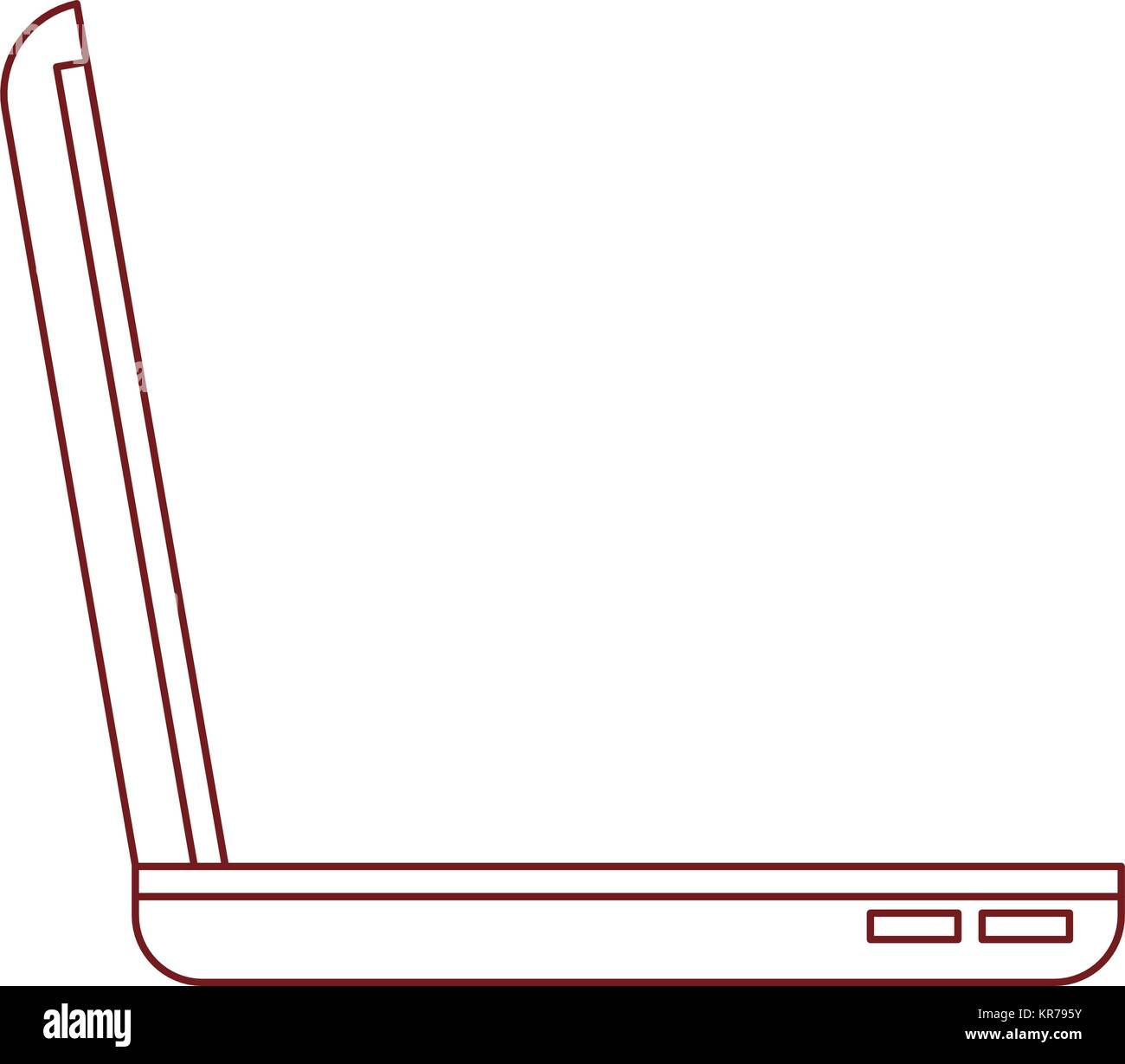 laptop computer side view in dark red contour Stock Vector Image & Art ...