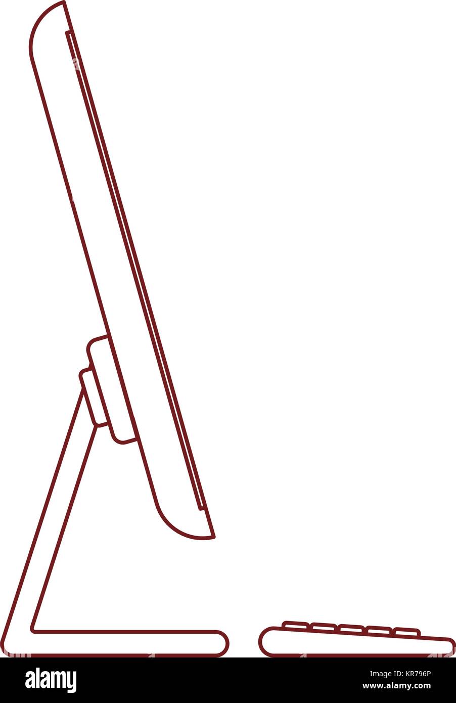 desktop computer side view in dark red contour Stock Vector Image & Art ...