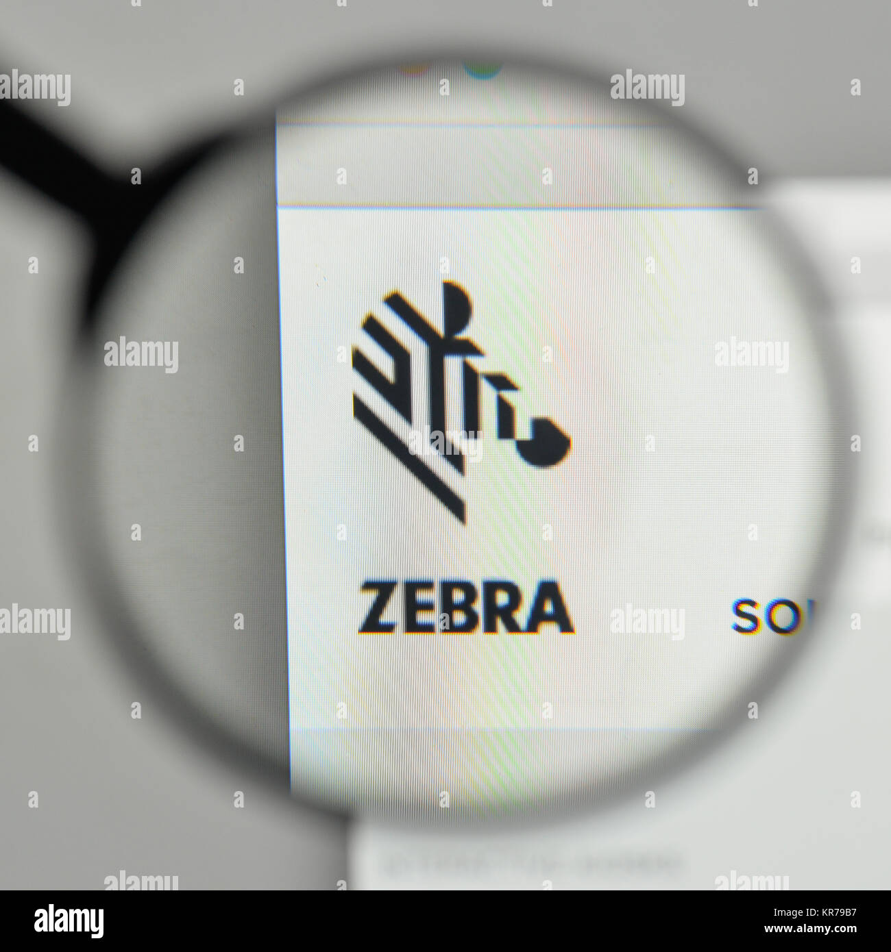 Milan, Italy - November 1, 2017: Zebra Technologies logo on the website ...