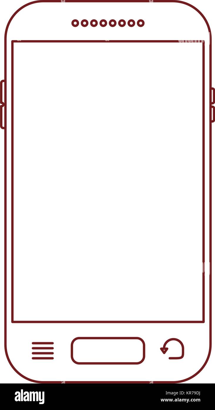 smartphone front view icon in dark red contour Stock Vector Image & Art ...