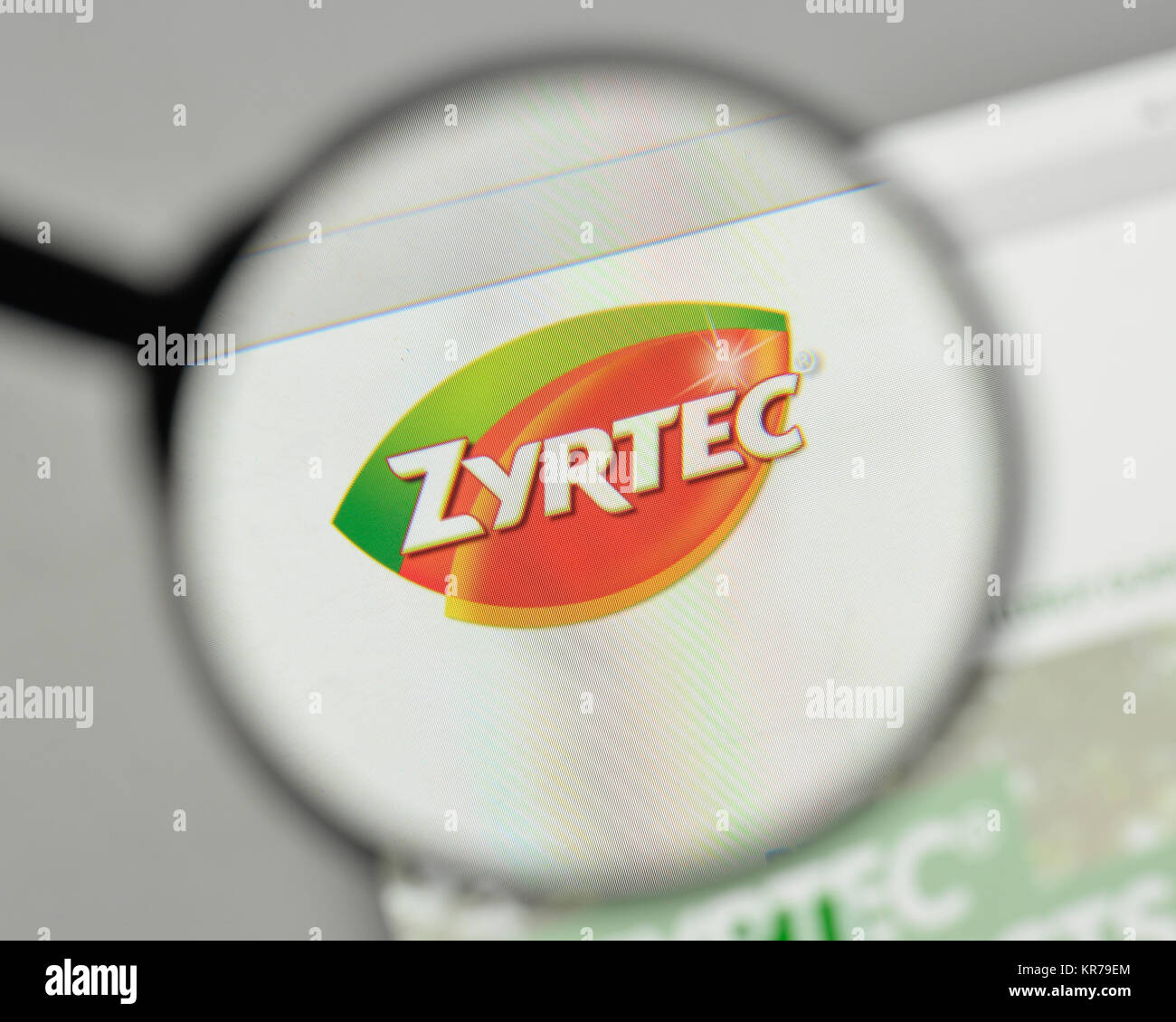 Milan, Italy - November 1, 2017: Zyrtec logo on the website homepage ...