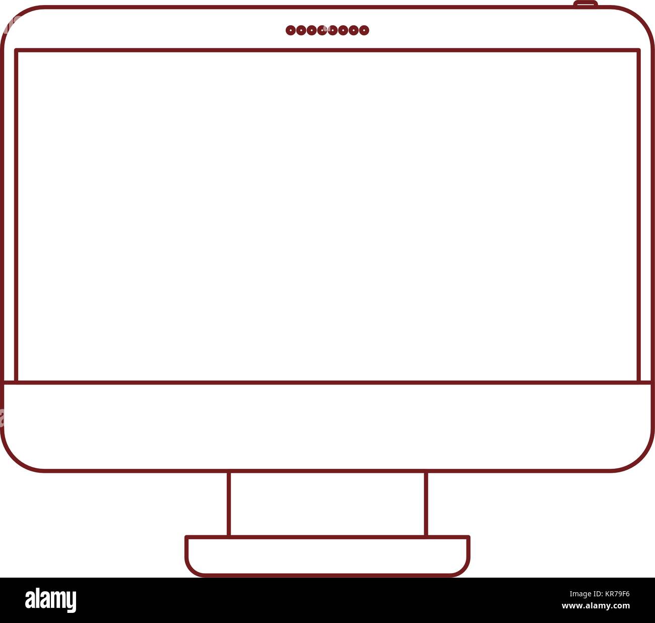 desktop computer front view in dark red contour Stock Vector Image ...