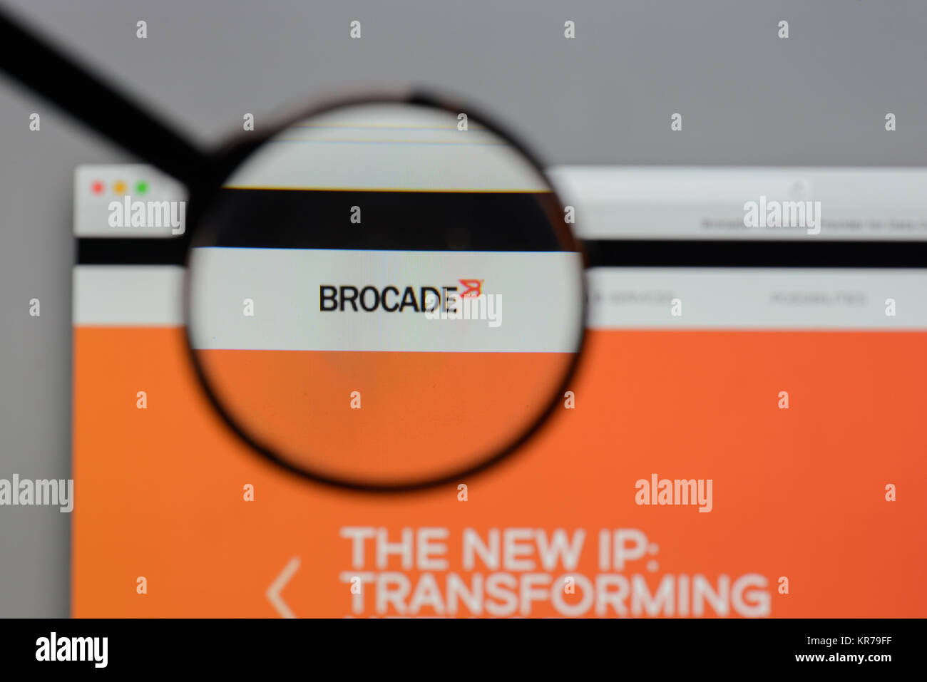 Milan, Italy - August 10, 2017: Brocade Communications Systems logo on ...