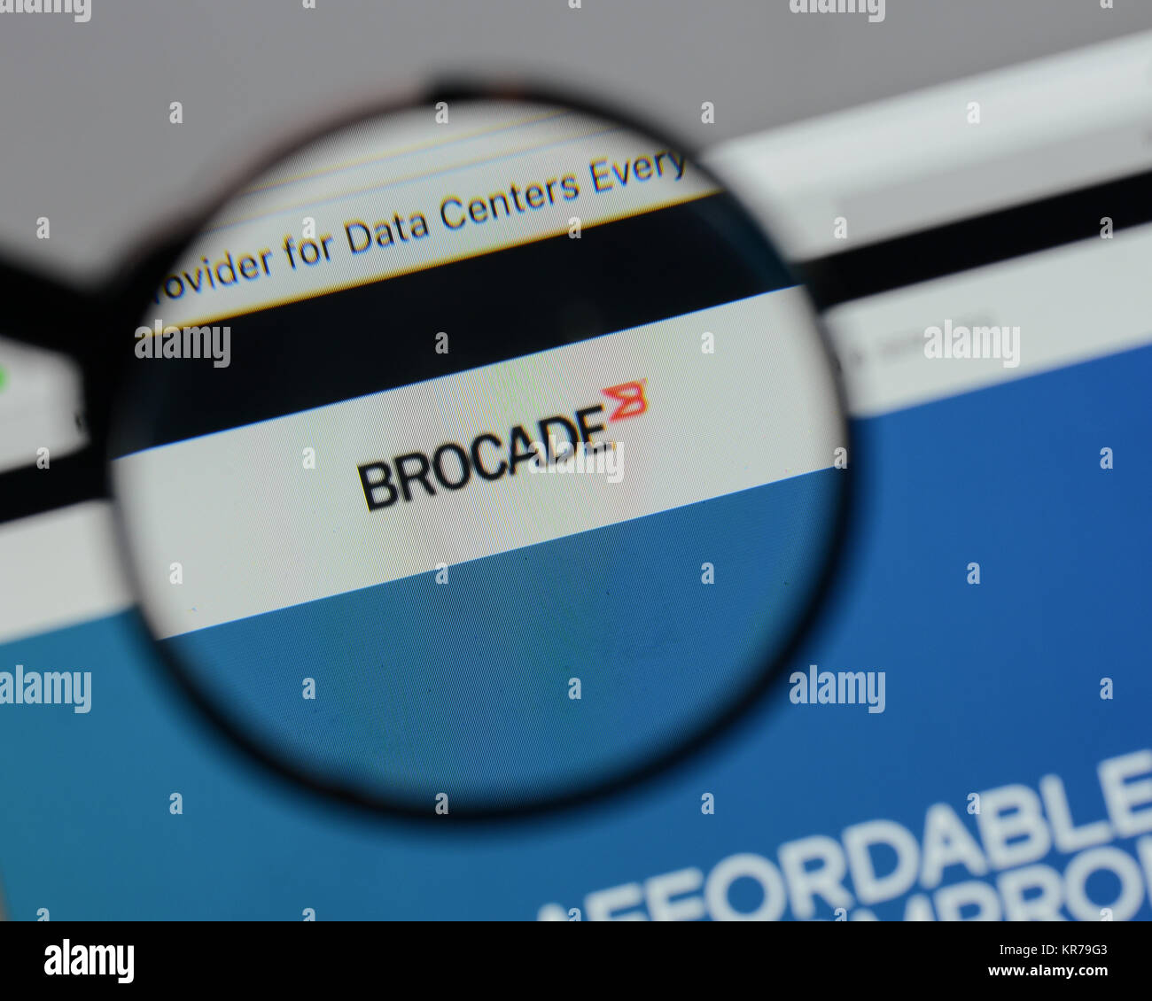 Milan, Italy - August 10, 2017: Brocade Communications Systems logo on ...