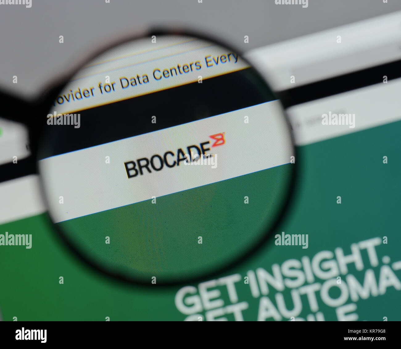 Milan, Italy - August 10, 2017: Brocade Communications Systems logo on ...