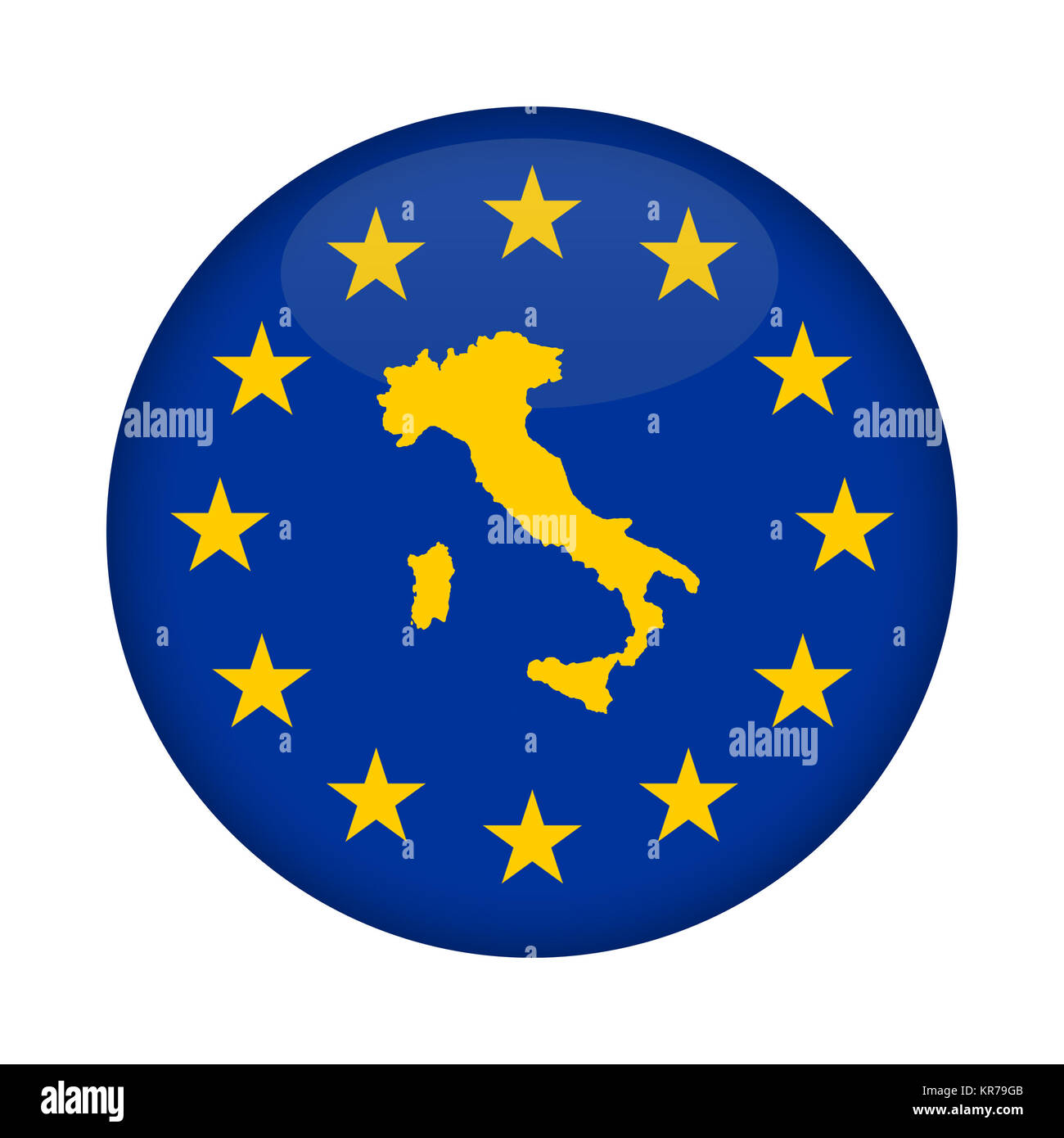 Italy map European Union flag button Stock Photo - Alamy