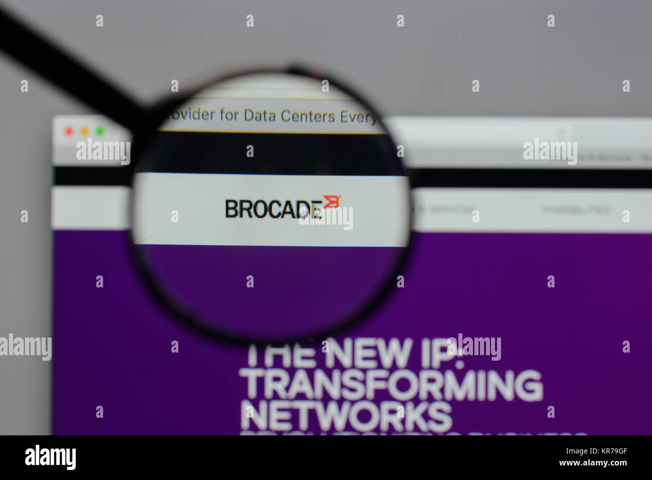 Milan, Italy - August 10, 2017: Brocade Communications Systems logo on ...