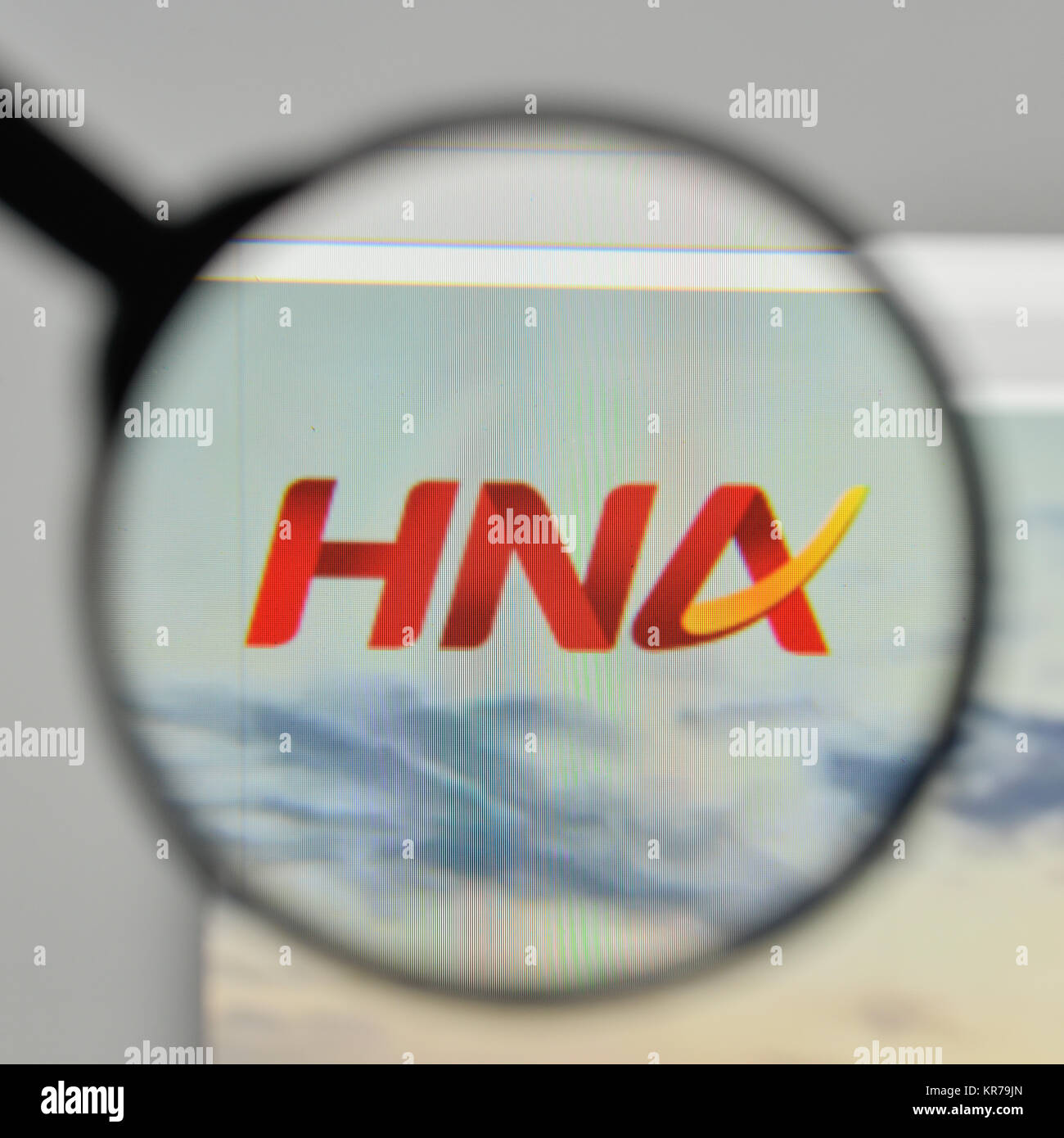 Milan, Italy - November 1, 2017: HNA Group logo on the website homepage ...