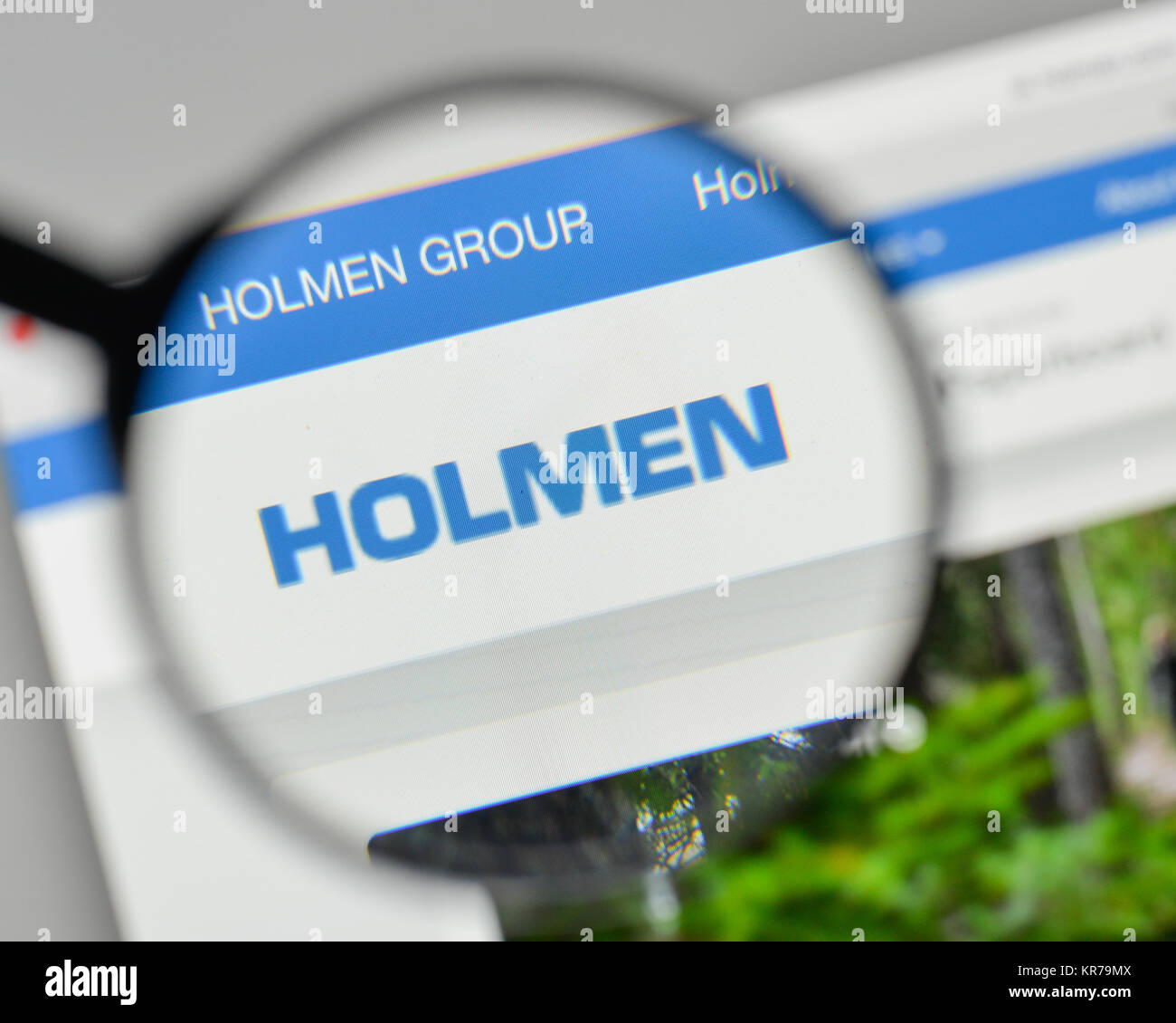 Milan, Italy - November 1, 2017: Holmen AB logo on the website homepage ...