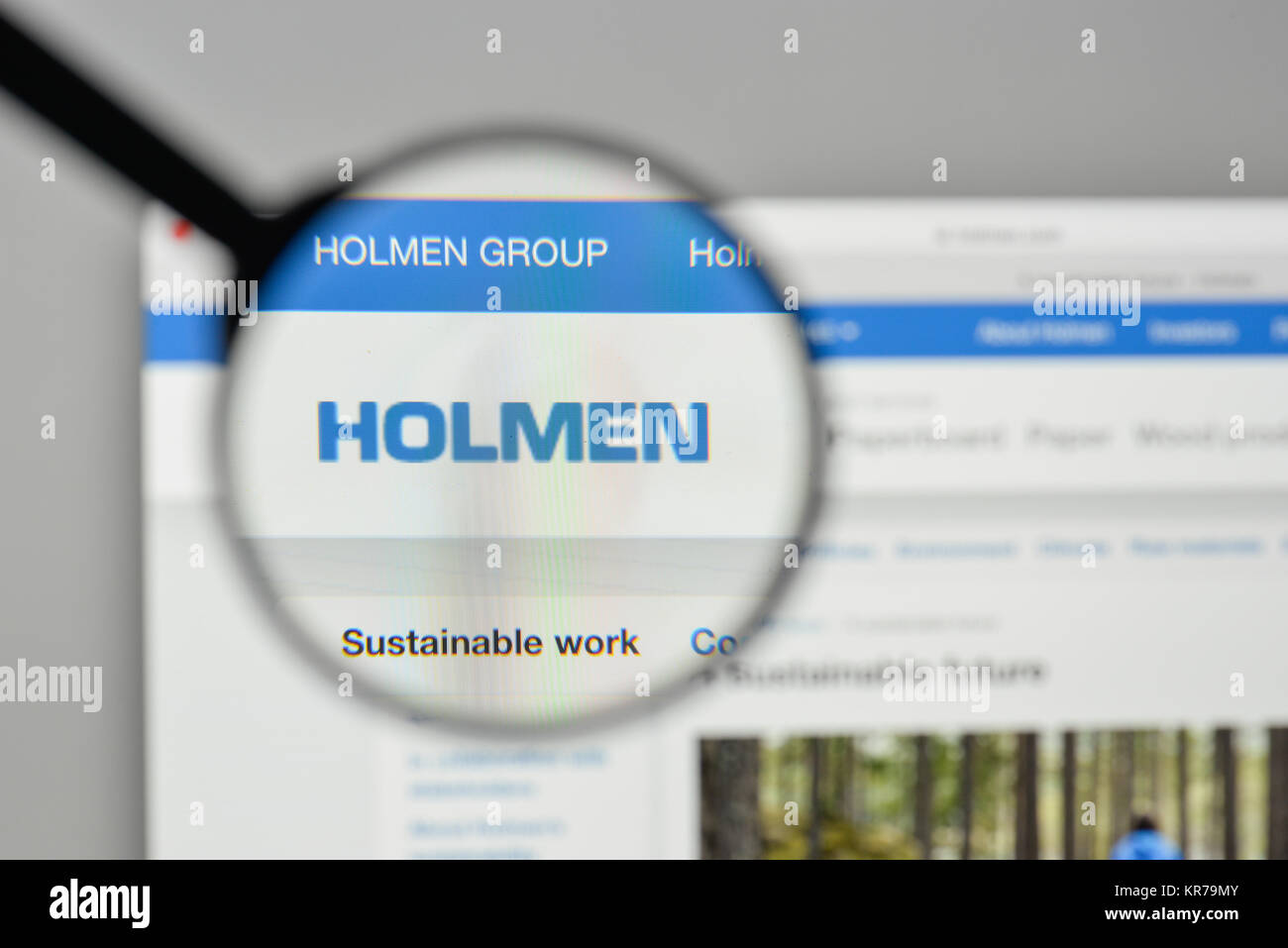 Milan, Italy - November 1, 2017: Holmen AB logo on the website homepage ...