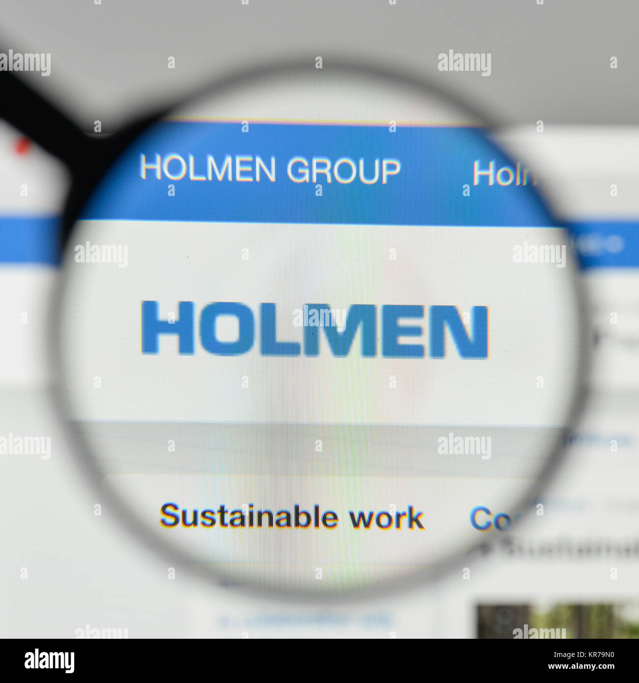 Milan, Italy - November 1, 2017: Holmen AB logo on the website homepage ...