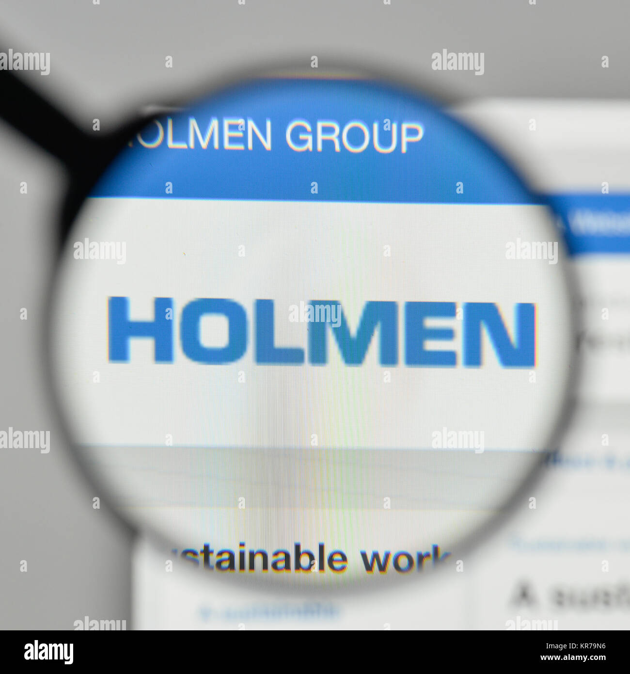 Milan, Italy - November 1, 2017: Holmen AB logo on the website homepage ...