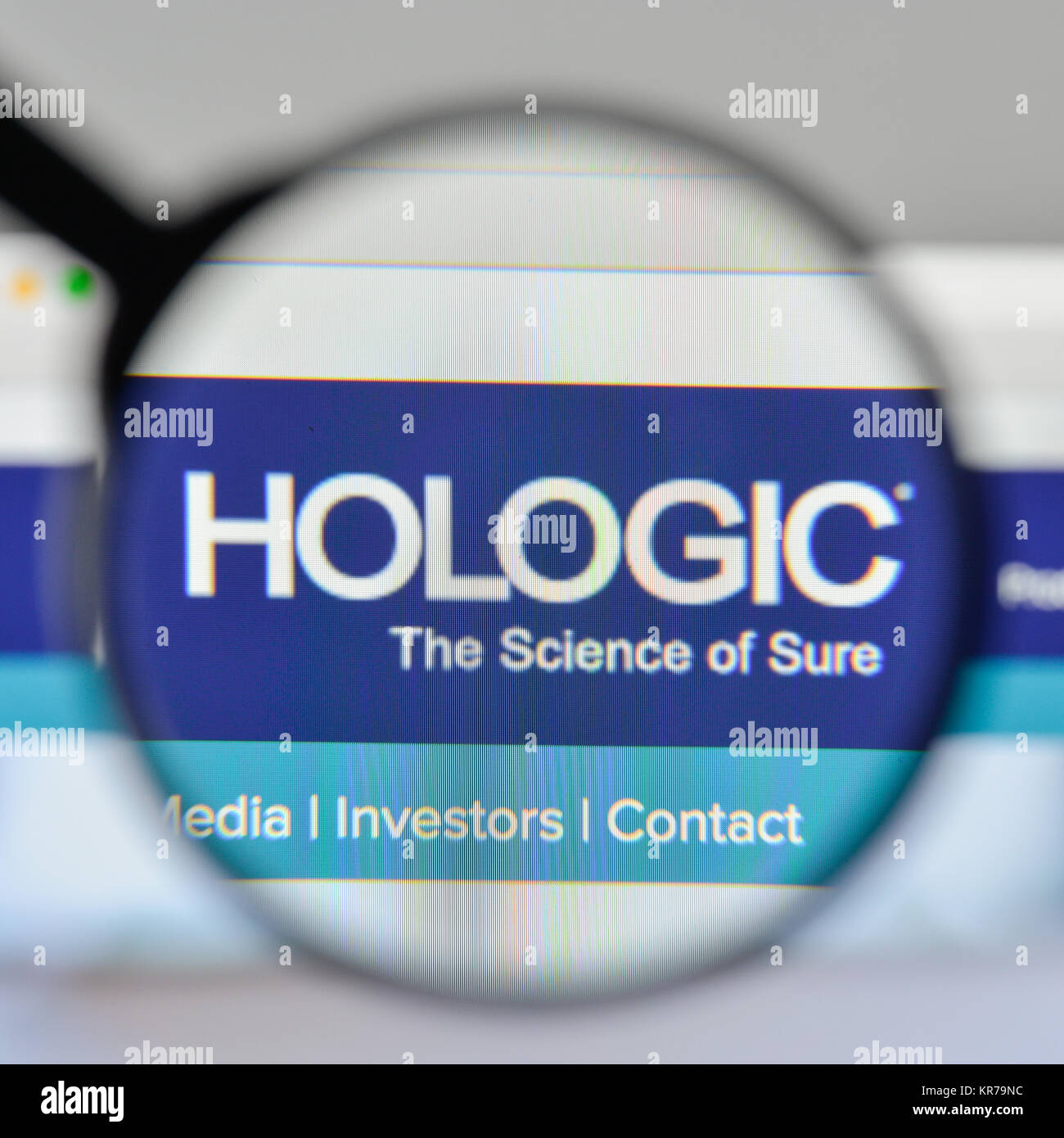 Milan, Italy - November 1, 2017: Hologic logo on the website homepage ...