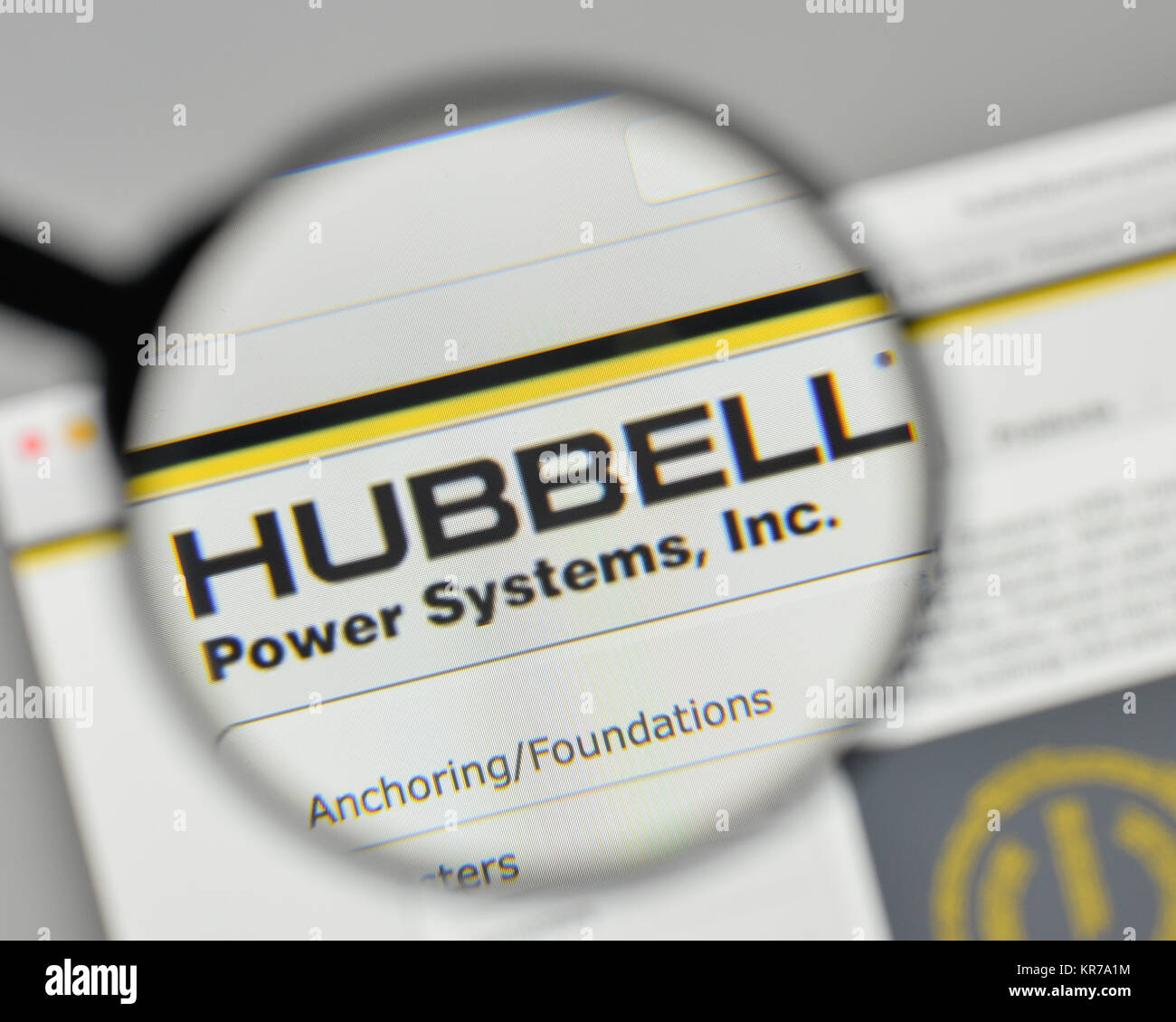 Milan, Italy - November 1, 2017: Hubbell logo on the website homepage ...