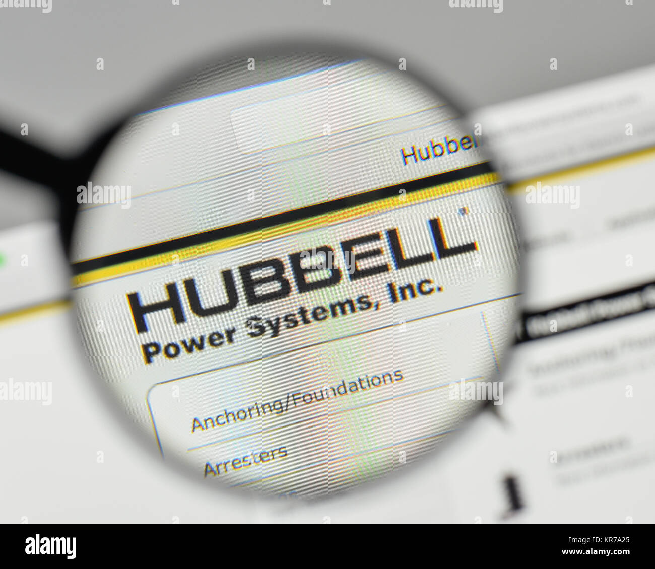 Milan, Italy - November 1, 2017: Hubbell logo on the website homepage ...