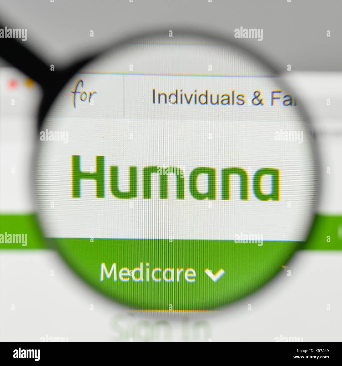 Milan, Italy - November 1, 2017: Humana logo on the website homepage ...