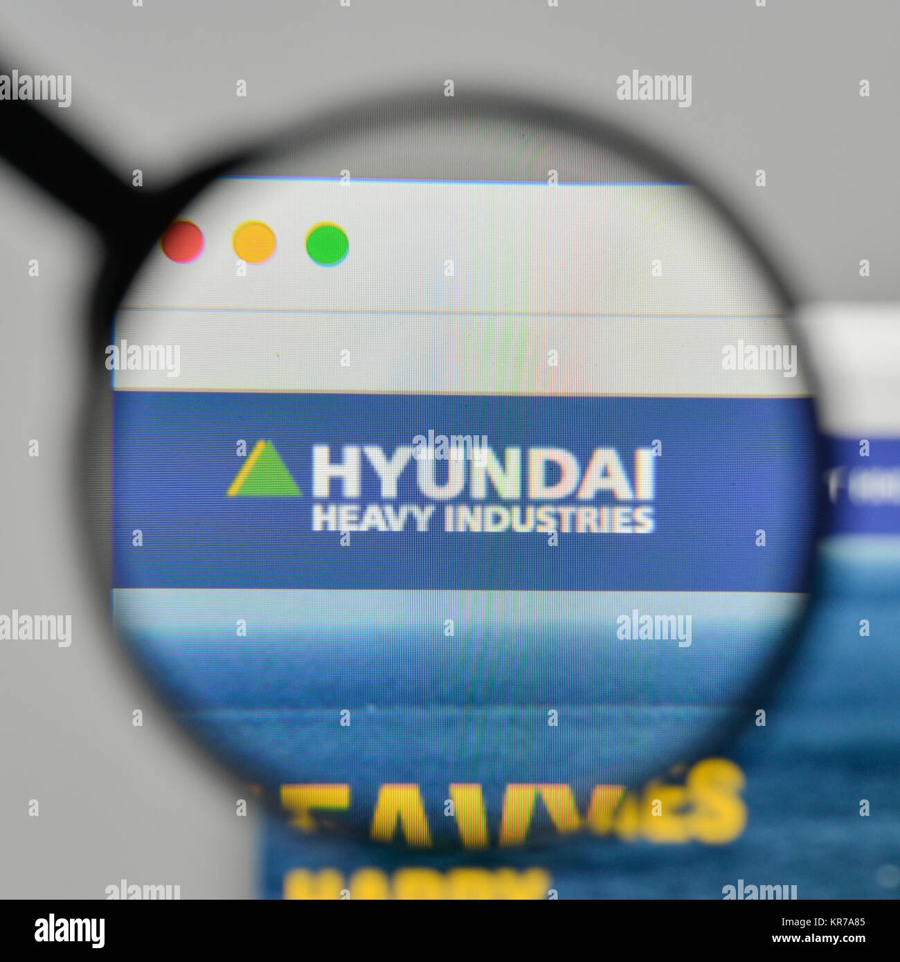 Milan, Italy - November 1, 2017: Hyundai Heavy Industries logo on the ...