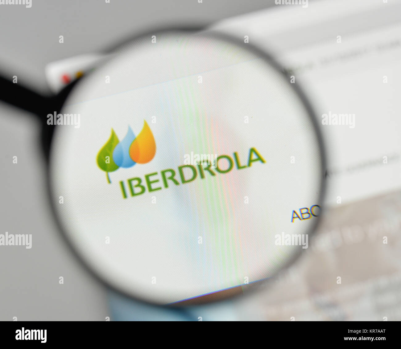 Milan, Italy - November 1, 2017: Iberdrola logo on the website homepage ...