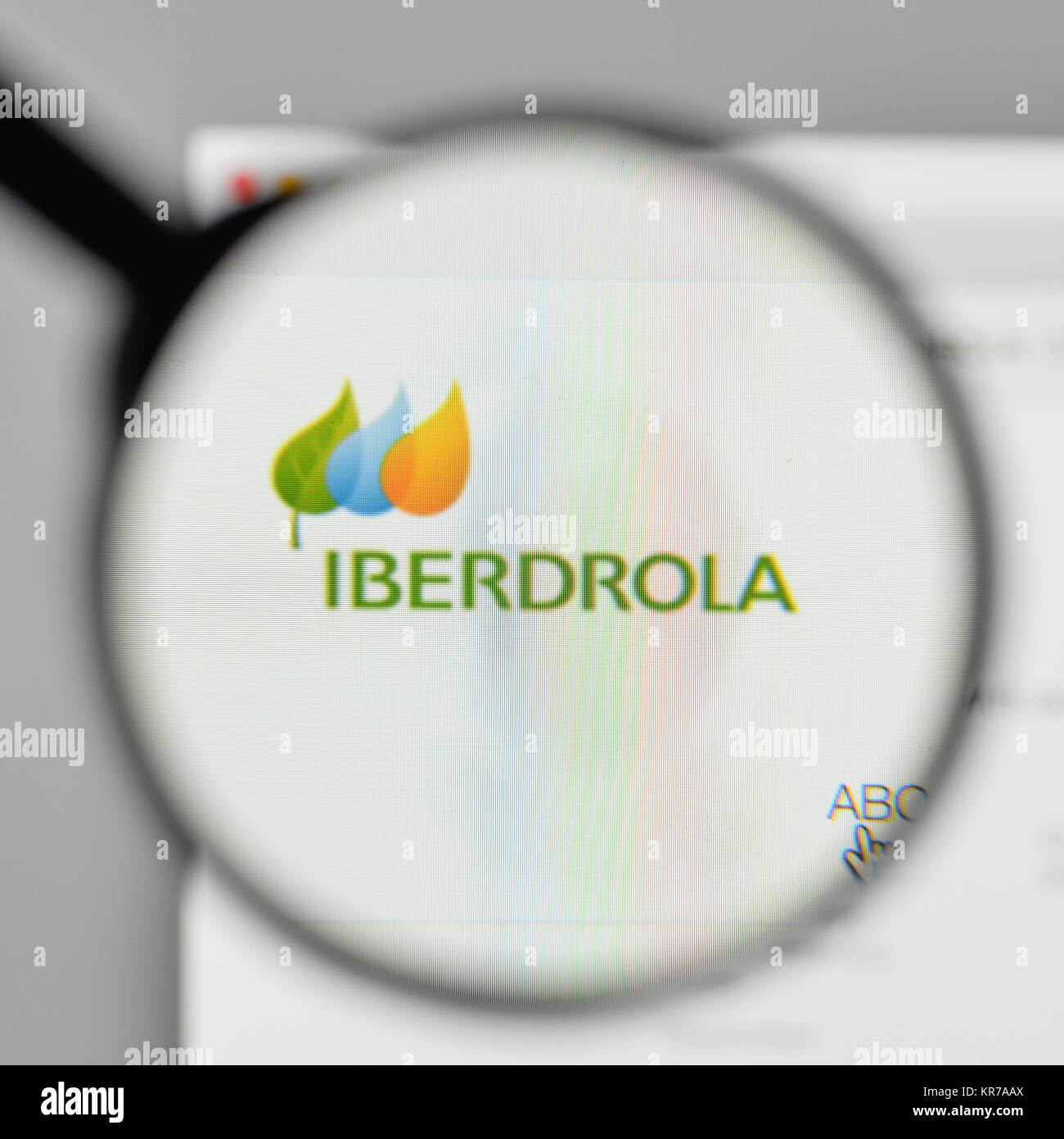 Milan, Italy - November 1, 2017: Iberdrola logo on the website homepage ...
