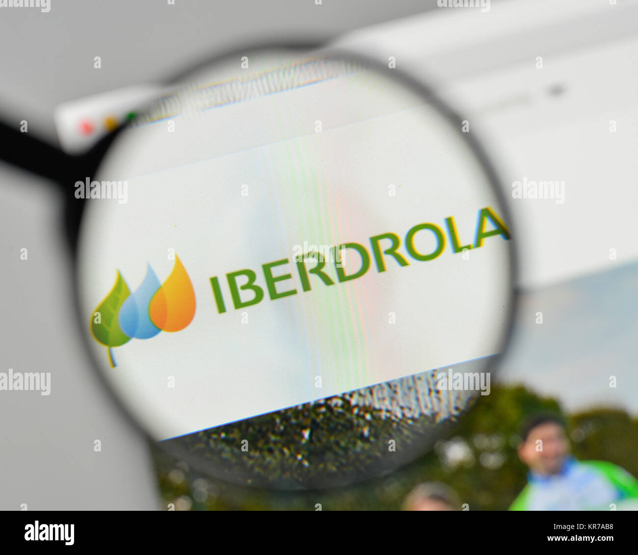 Milan, Italy - November 1, 2017: Iberdrola logo on the website homepage ...