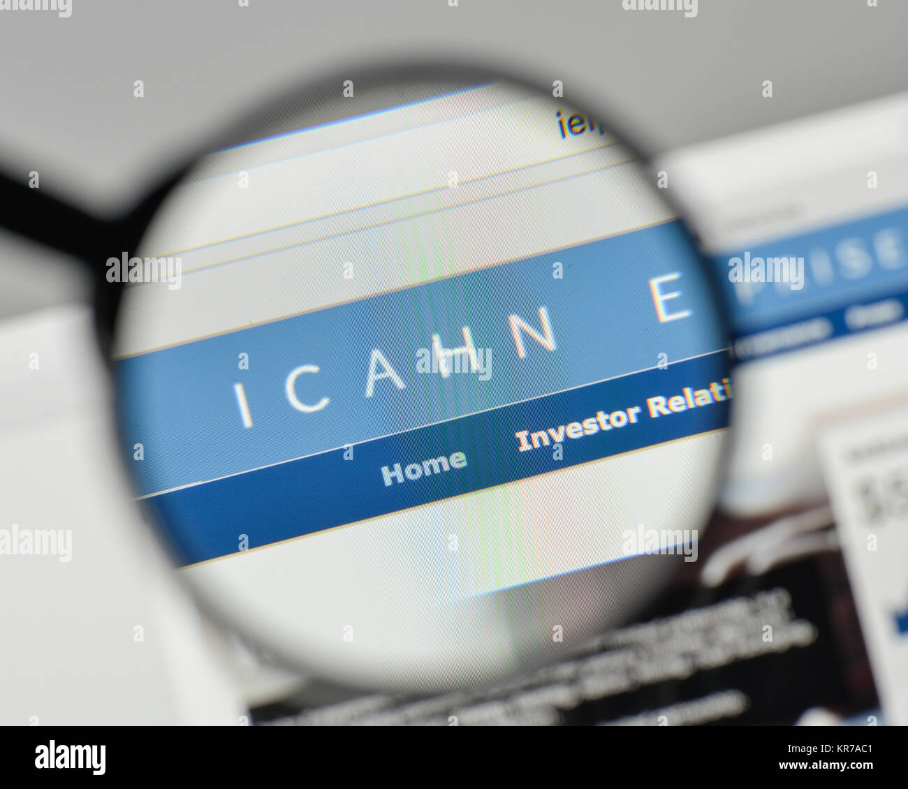 Milan, Italy - November 1, 2017: Icahn Enterprises logo on the website ...