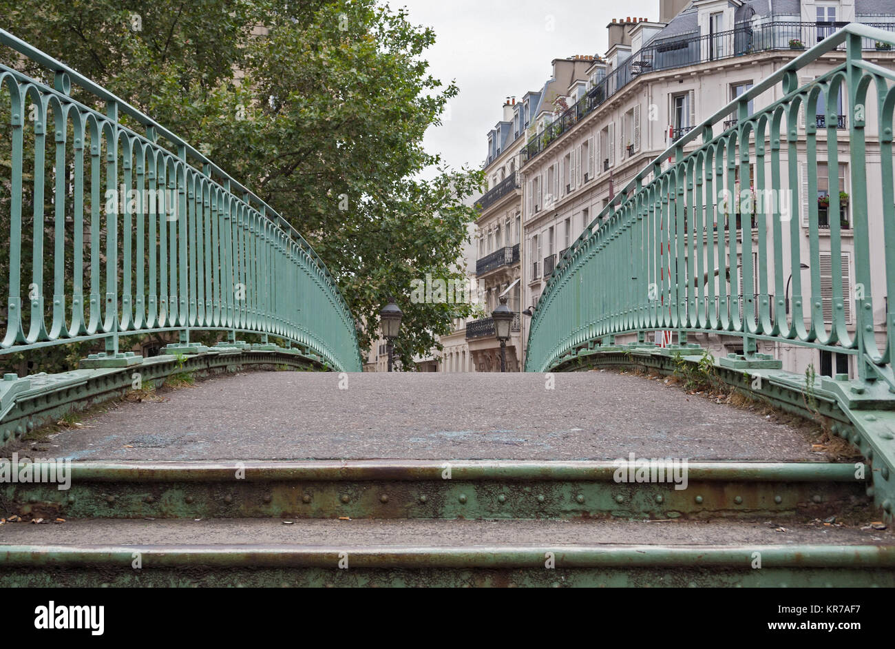 pedestrian bridge over the Saint Martin canal in Paris France Stock ...
